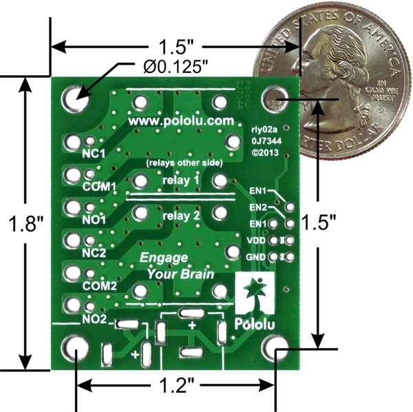 Pololu Basic 2-Channel SPDT Relay Carrier with 5VDC Relays (Assembled ...
